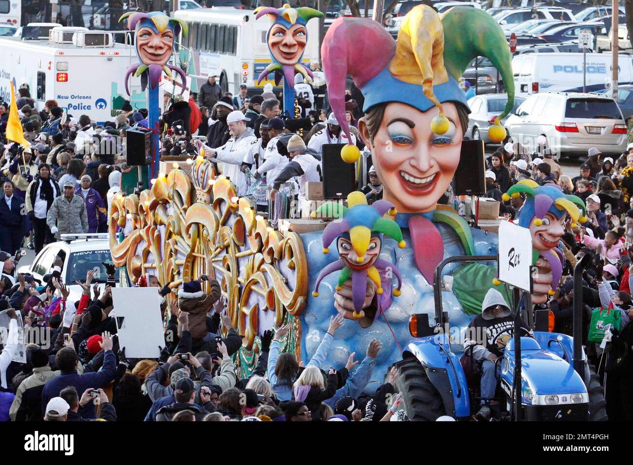 The New Orleans Saints celebrate during the team's victory parade after ...