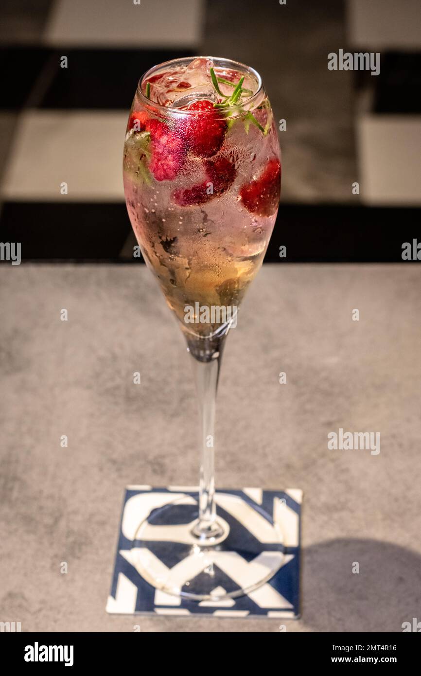 Cocktails at the bar of a restaurant. Tasty alcoholic drink Stock Photo ...