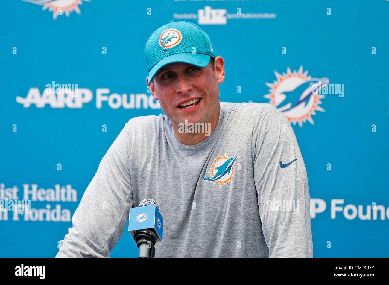 Miami Dolphins head coach Adam Gase speaks during a news conference ...