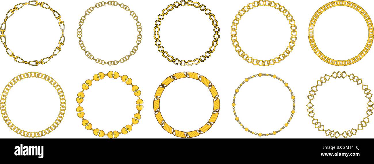 Round Chain frame. Circle chains border. Boho bracelet Stock Vector ...