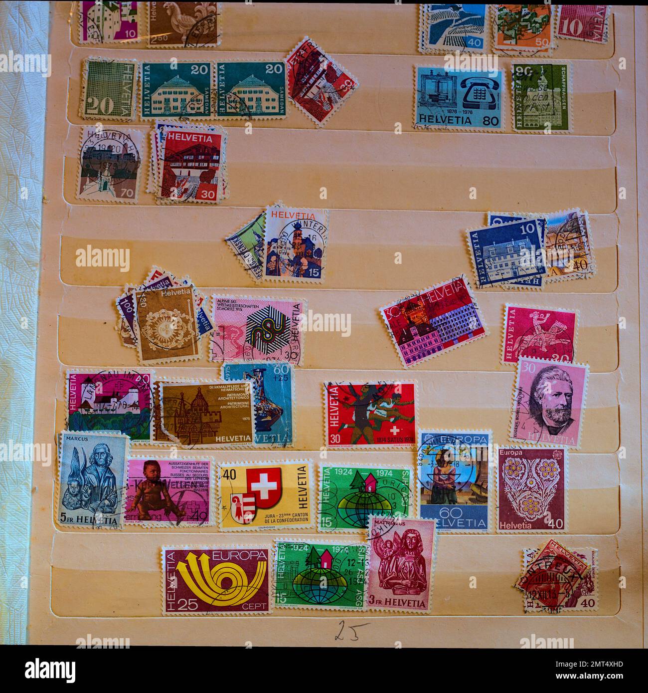 A collection of old Swiss postal stamps Stock Photo - Alamy