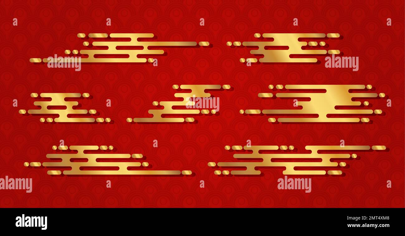 Traditional asian clouds. Gold luxury Chinese and Japanese cloudy ...