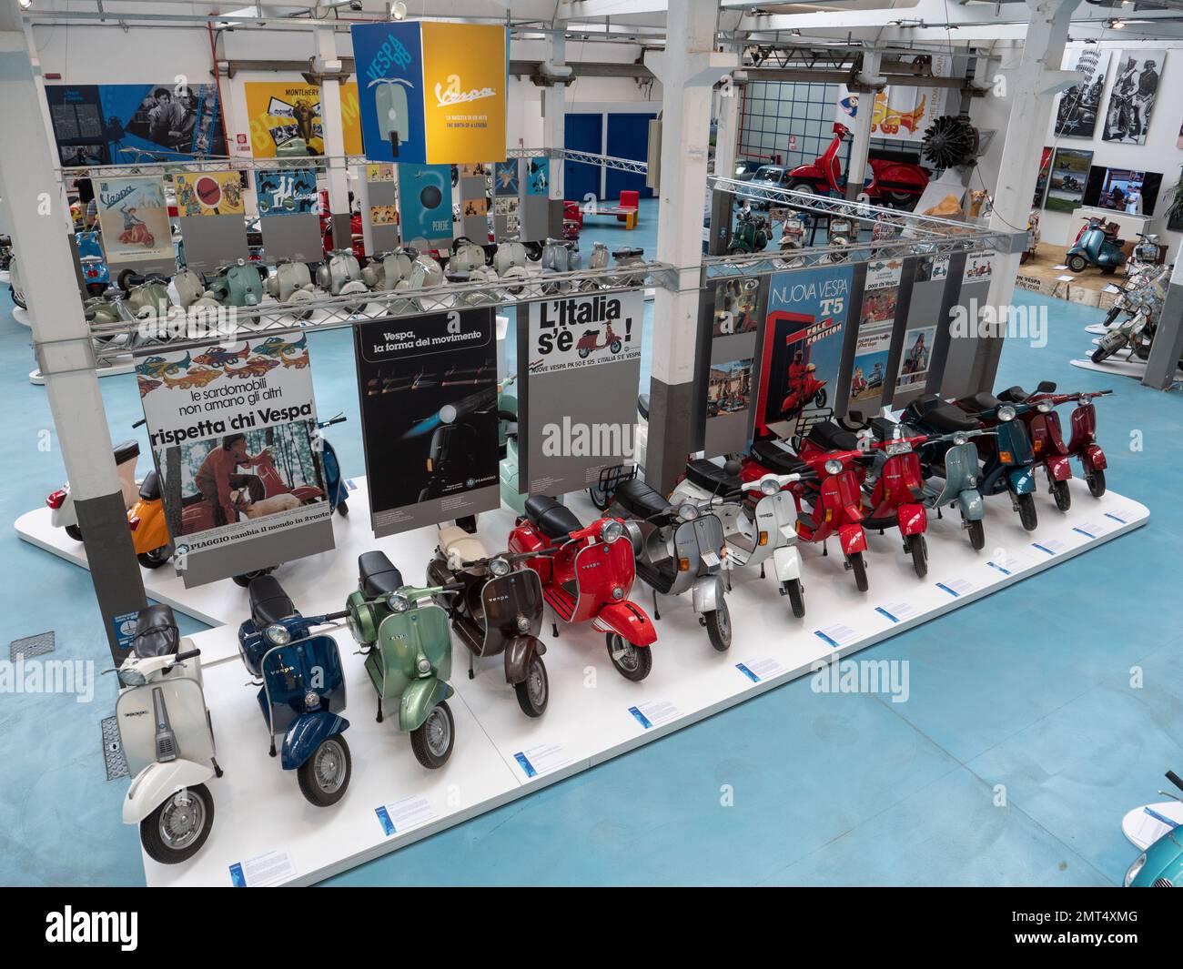 Vespa scooters on display at the Piaggio museum, Pontedera, Italy Stock ...