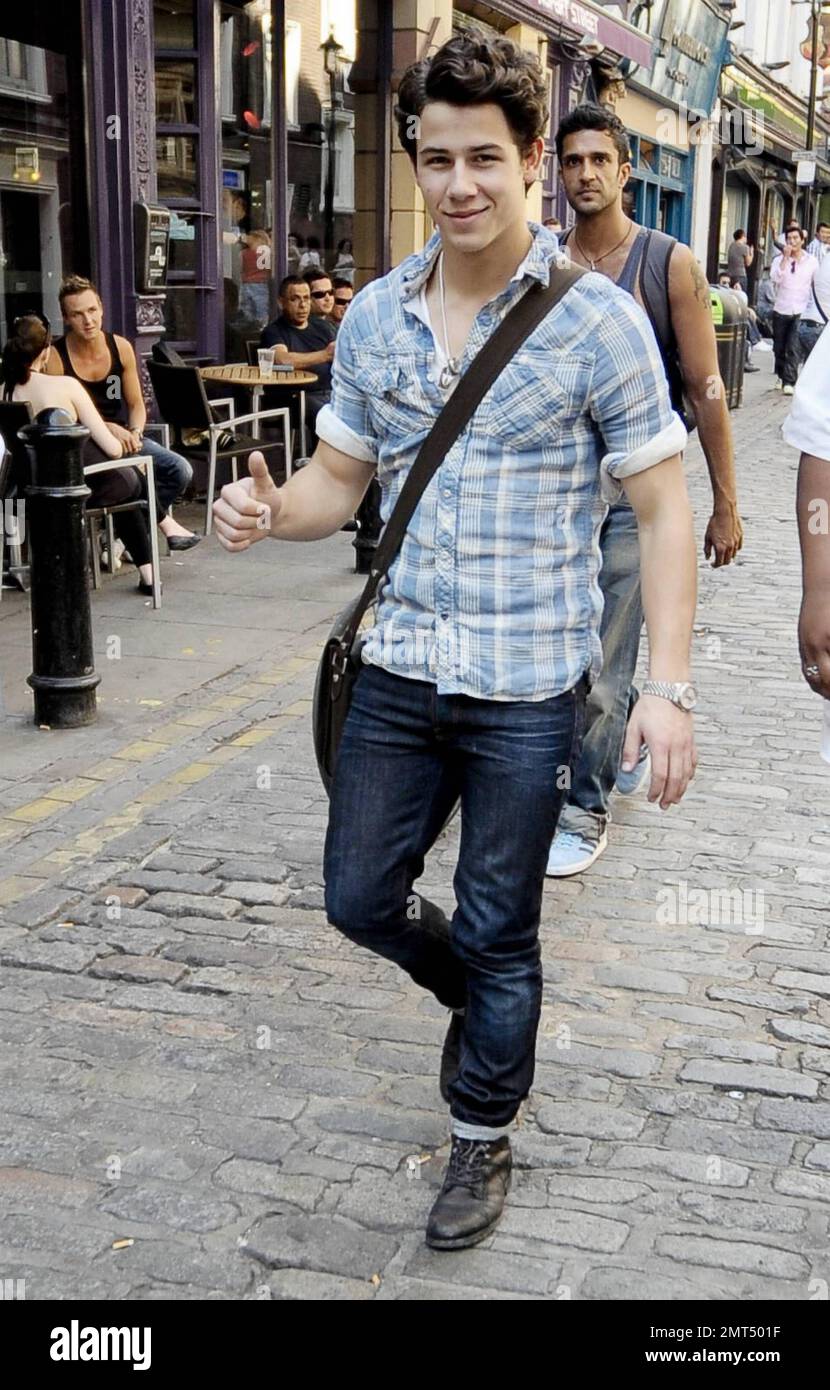 Nick Jonas of the American boy band Jonas Brothers casually strolls ...