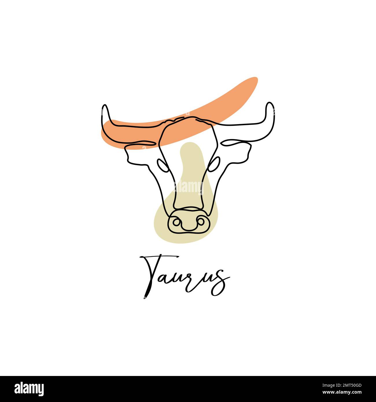 Astrology horoscope symbol zodiac Taurus sign in line art style boho ...