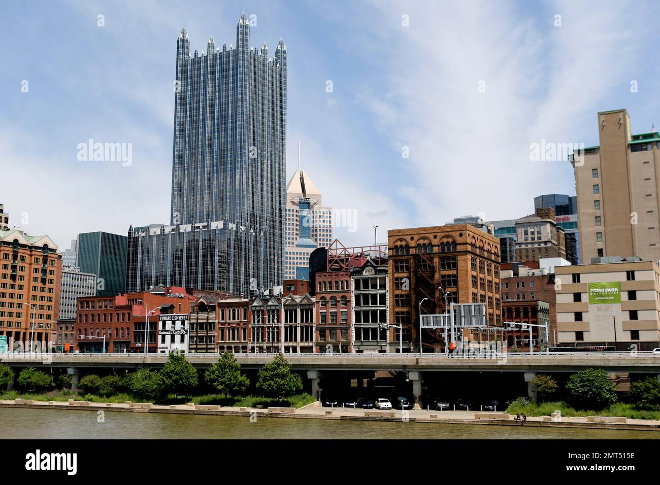 The glass spires of the PPG Tower rise above some of the Pittsburgh ...