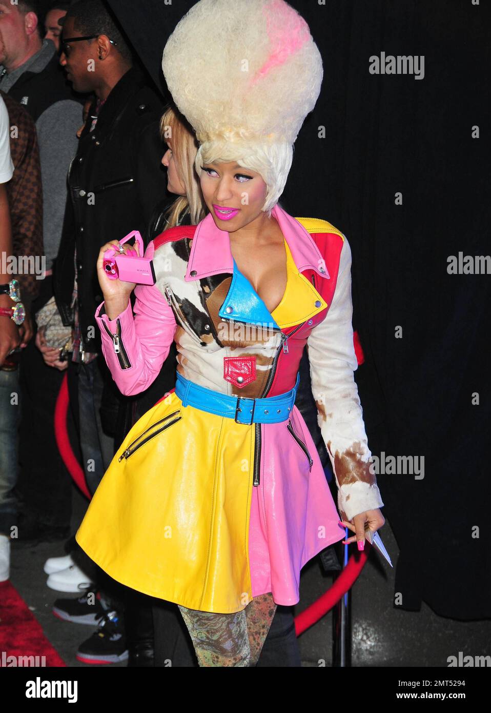 Hip hop and R&B singer Nicki Minaj wears a wild outfit of a bust ...