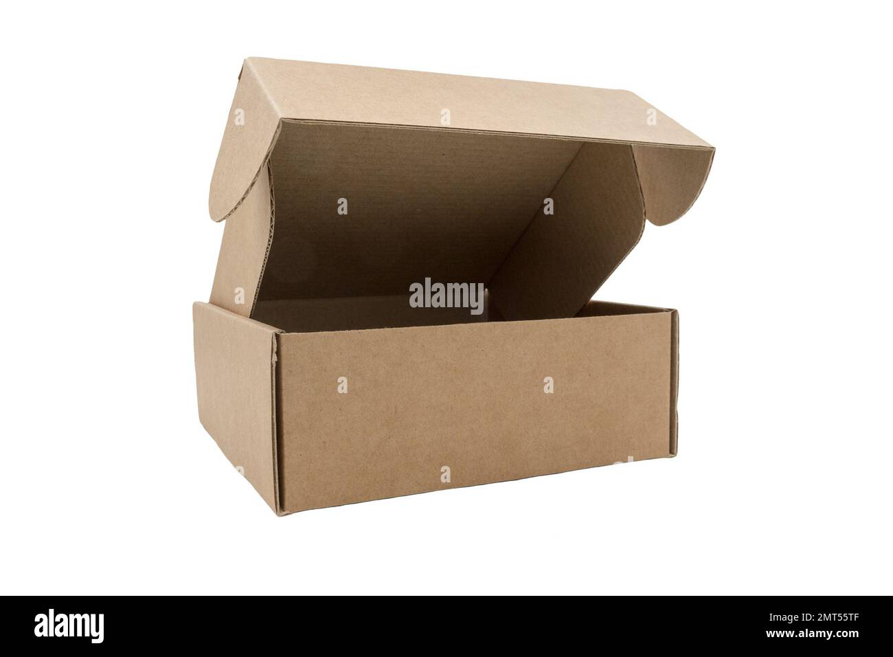 open rectangular small brown box for transporting goods isolated on a ...