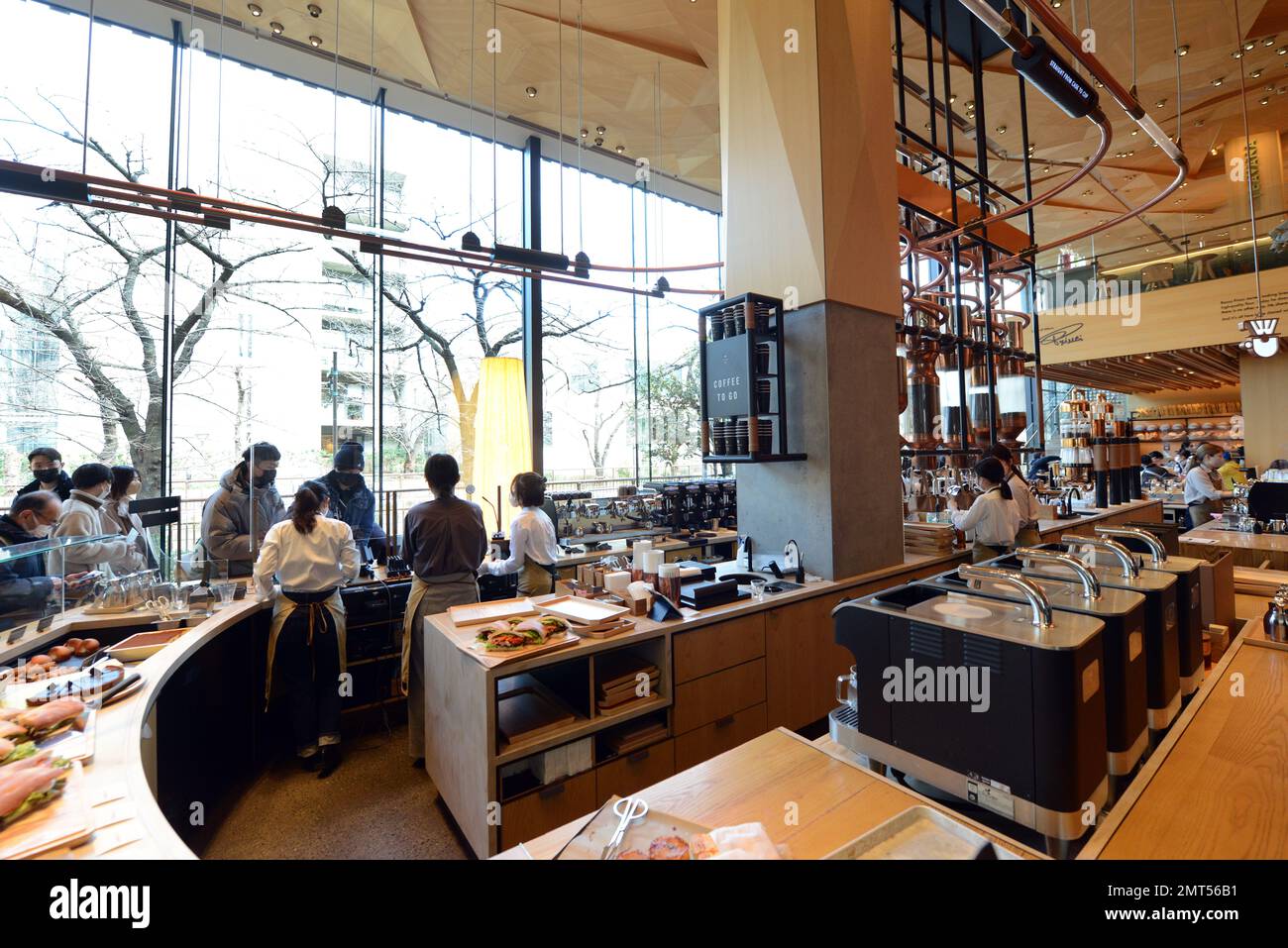 The beautiful interior of the Starbucks Reserve Roastery in Meguro City ...