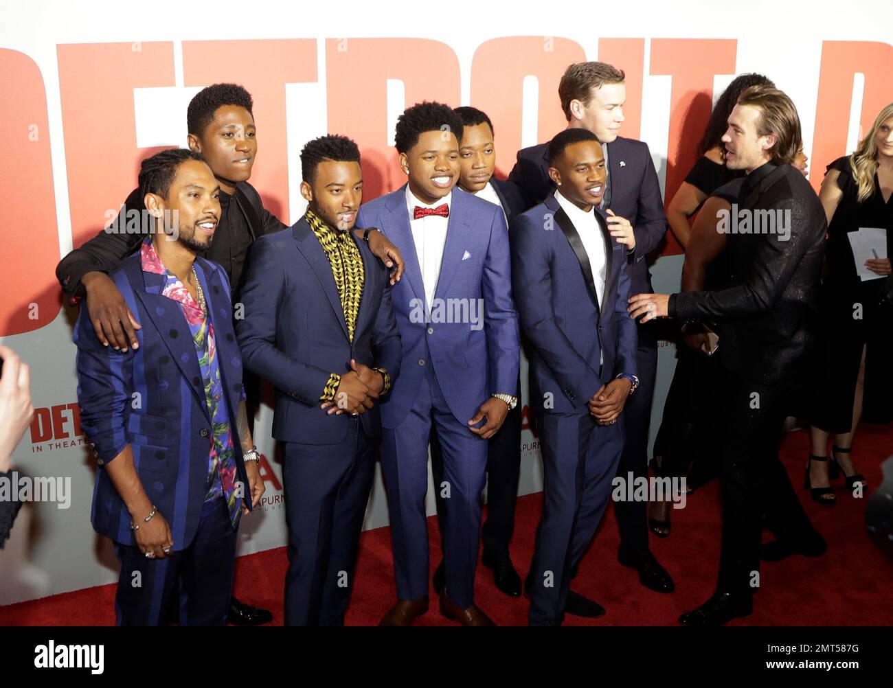 Cast members from the movie "Detroit" pose on the red carpet at the Fox ...