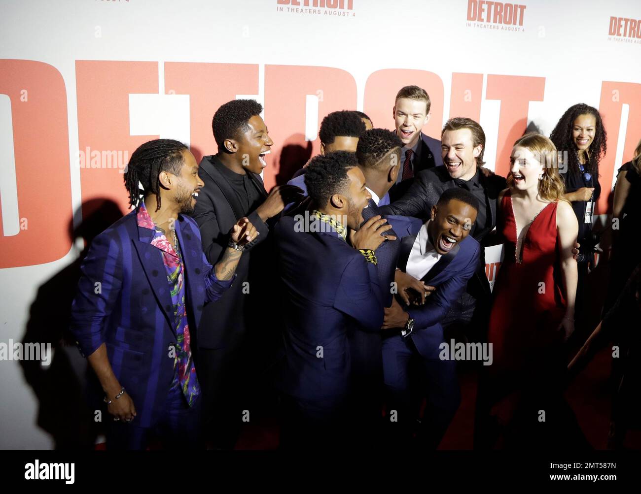 Cast members from the movie "Detroit" pose on the red carpet at the Fox ...