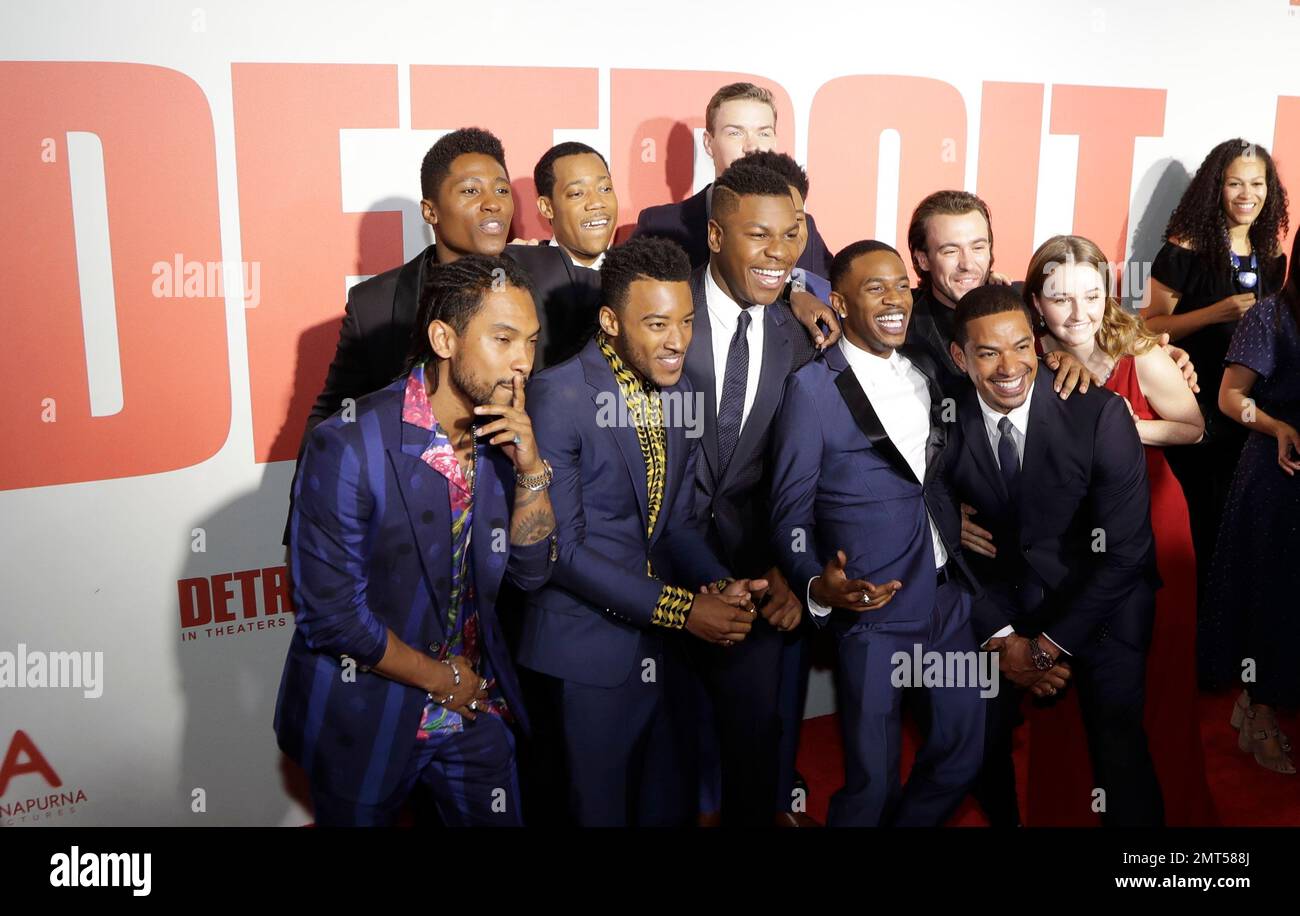 Cast members from the movie "Detroit" pose on the red carpet at the Fox ...