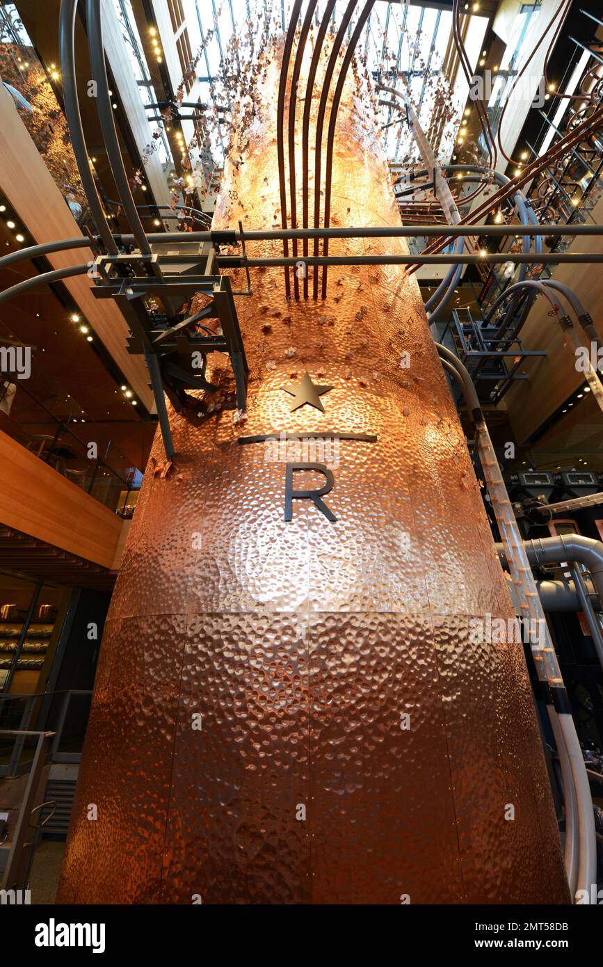 The beautiful interior of the Starbucks Reserve Roastery in Meguro City ...