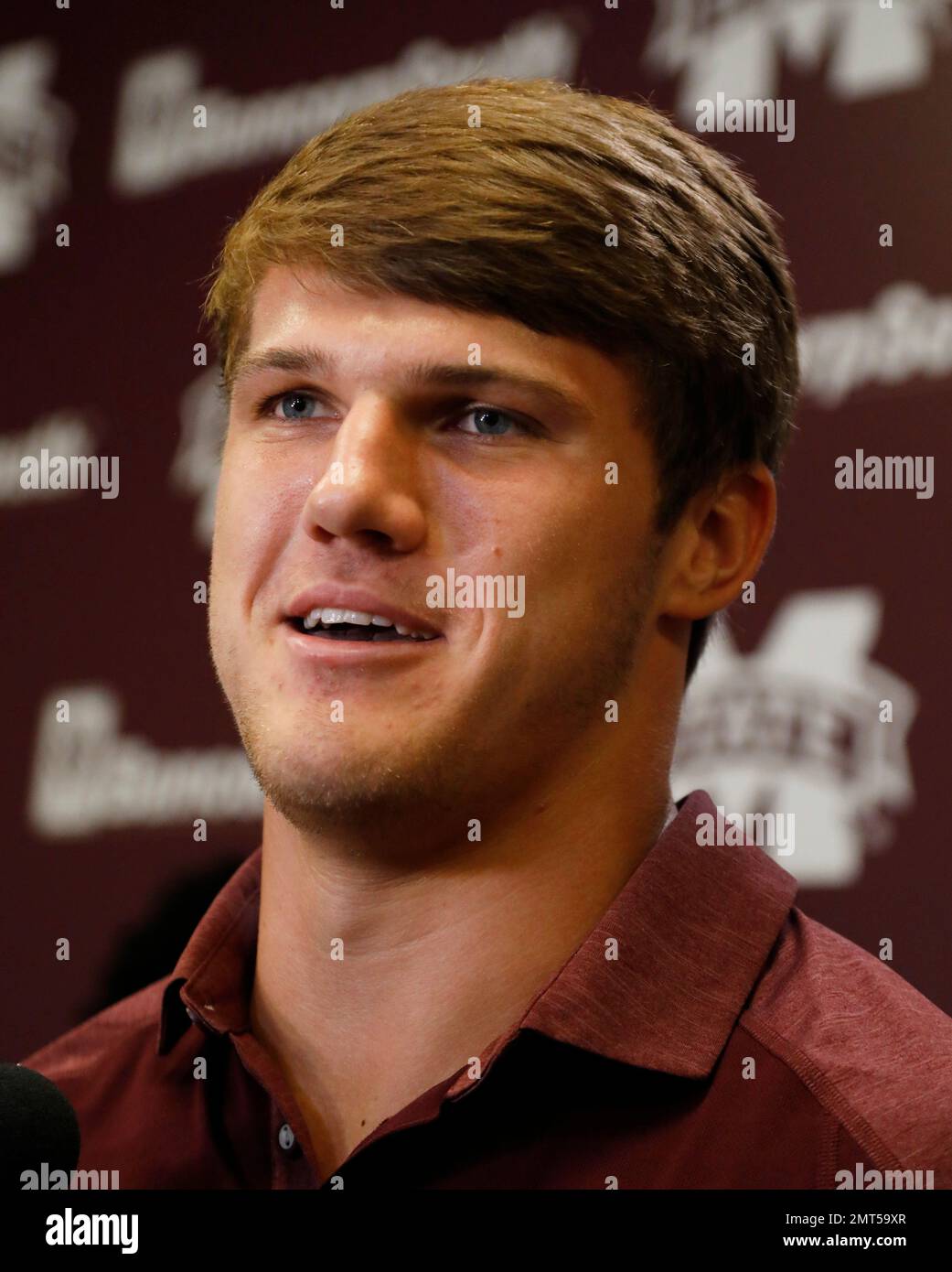 Mississippi State quarterback Nick Fitzgerald speaks with reporters ...
