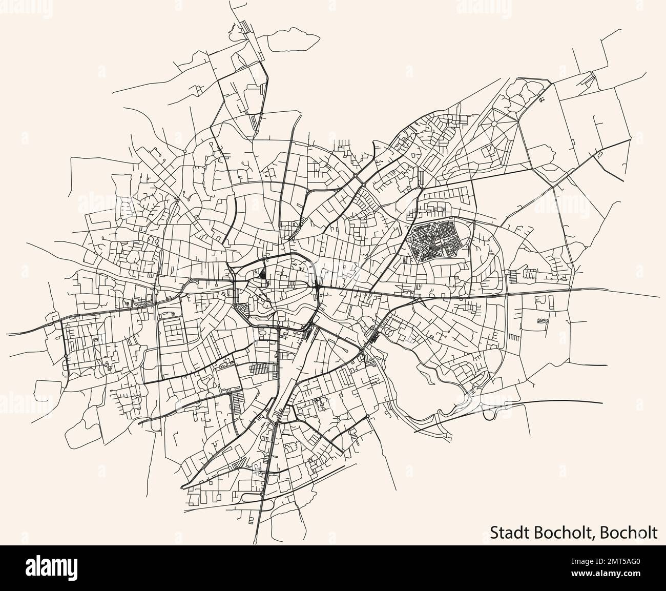 Street roads map of the STADT BOCHOLT DISTRICT, BOCHOLT Stock Vector ...