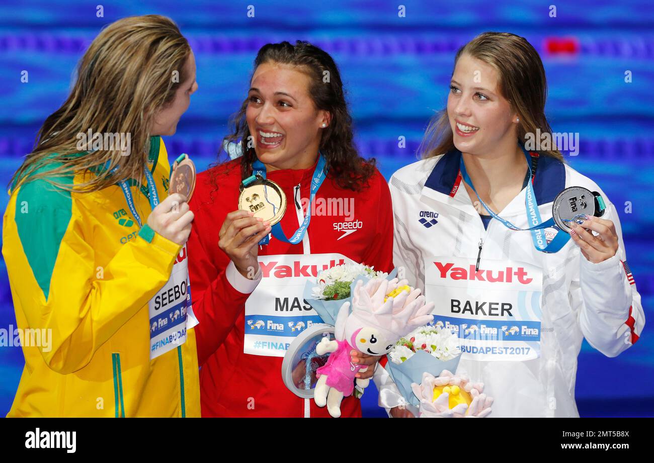 Canada's gold medal winner Kylie Jacqueline Masse, center, United ...