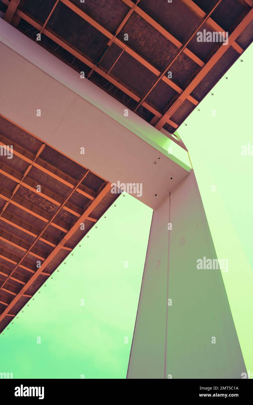 A low-angle shot of the ceiling of a building with a pillar Stock Photo ...