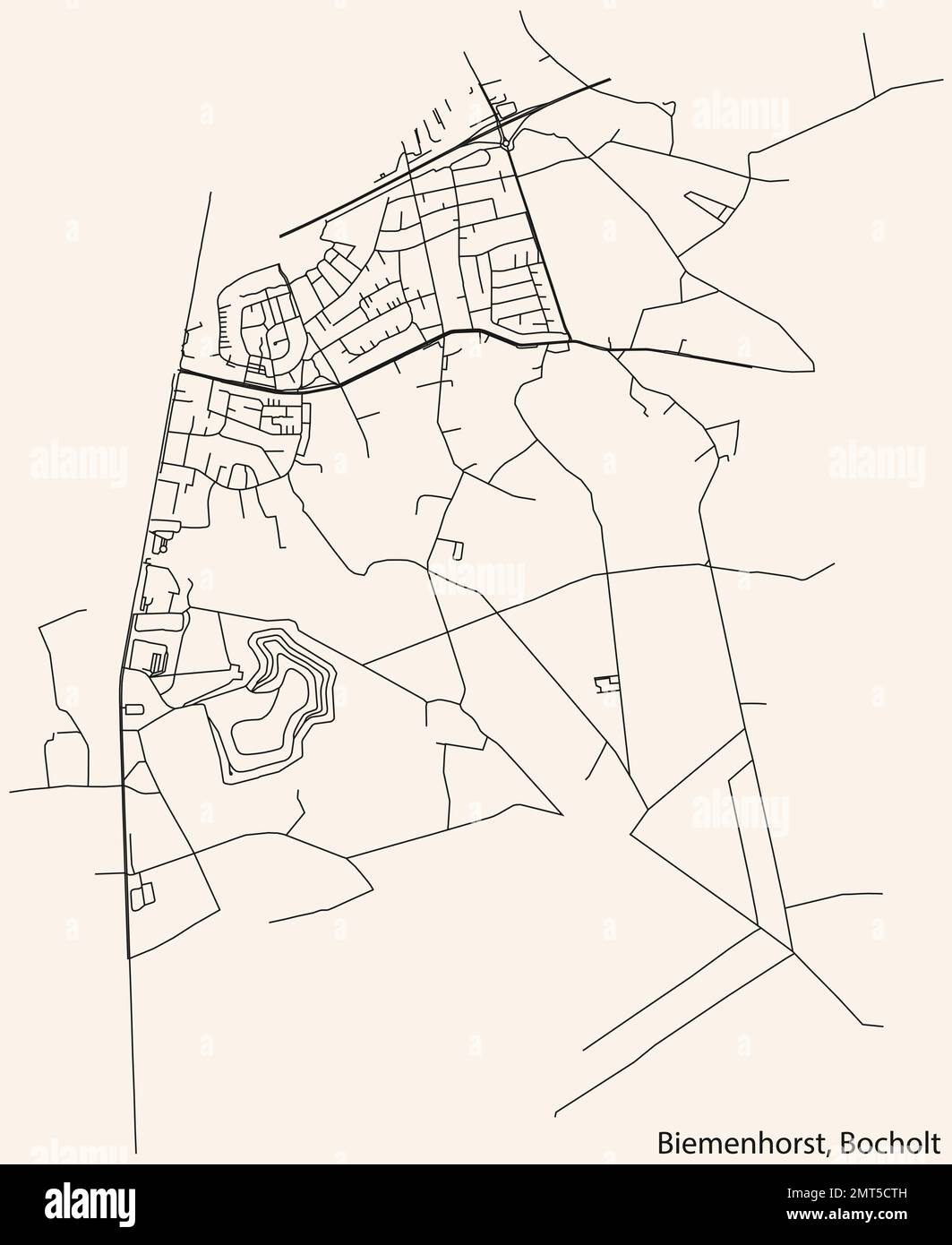 Street roads map of the BIEMENHORST DISTRICT, BOCHOLT Stock Vector ...