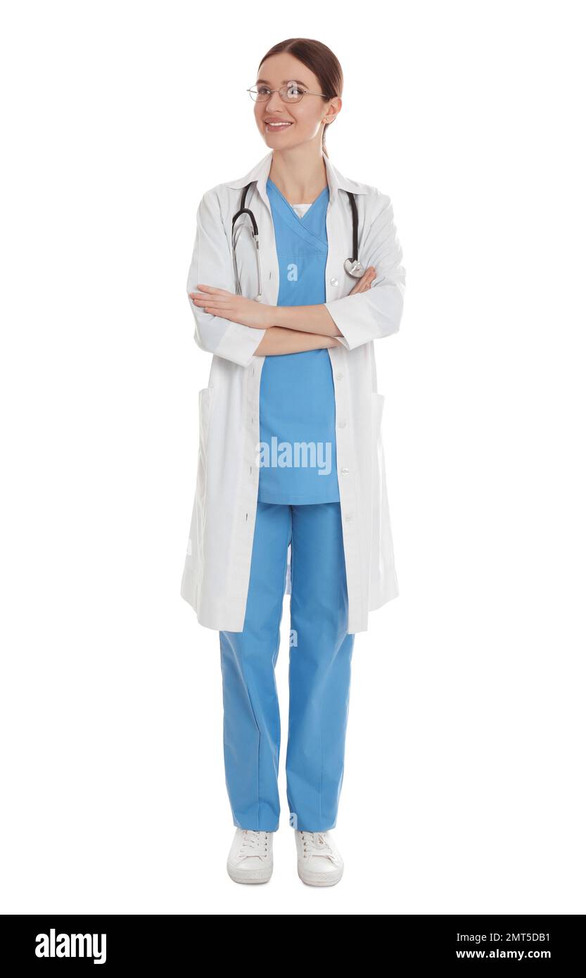 Full length portrait of doctor on white background Stock Photo - Alamy