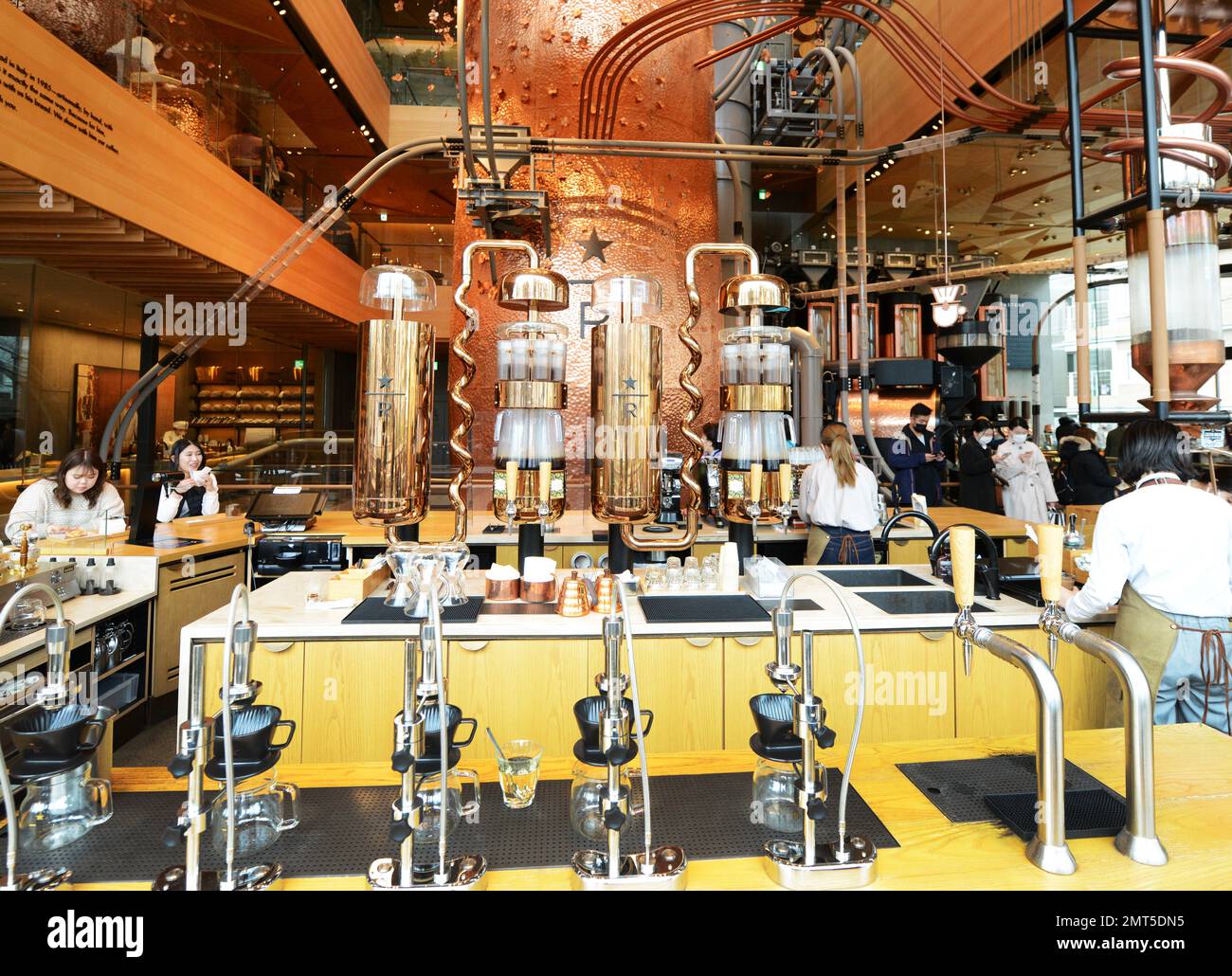 The beautiful interior of the Starbucks Reserve Roastery in Meguro City ...