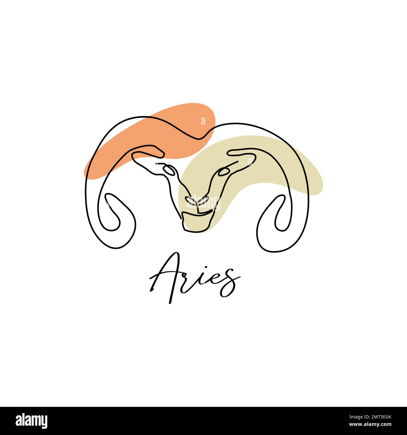 Astrology horoscope symbol zodiac Aries sign in line art style boho ...