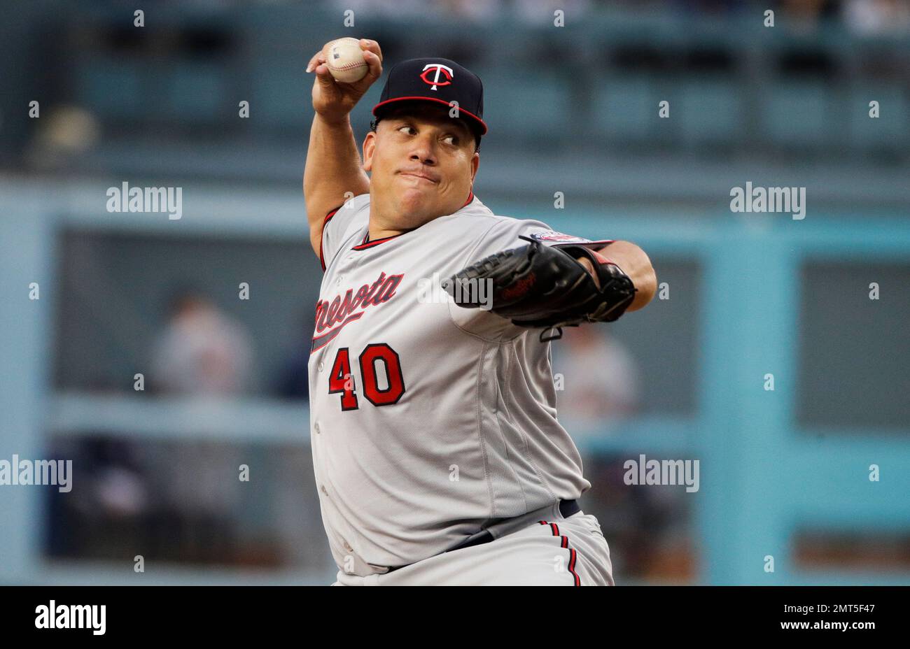 Minnesota Twins starting pitcher Bartolo Colon throws against the Los ...