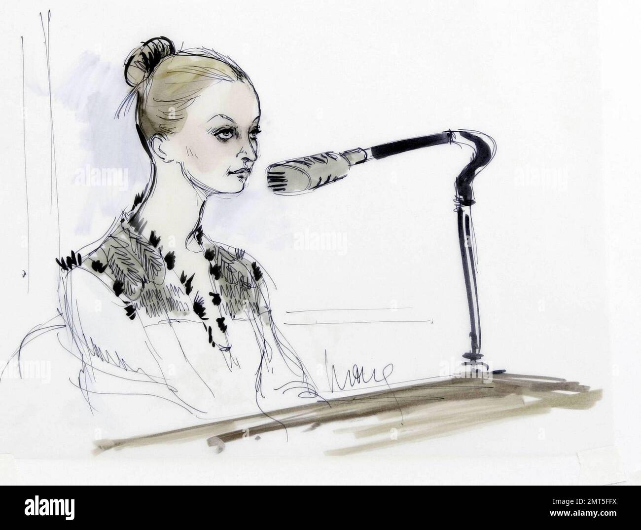 Court sketch of Nicole Richie at Los Angeles court in her case against ...