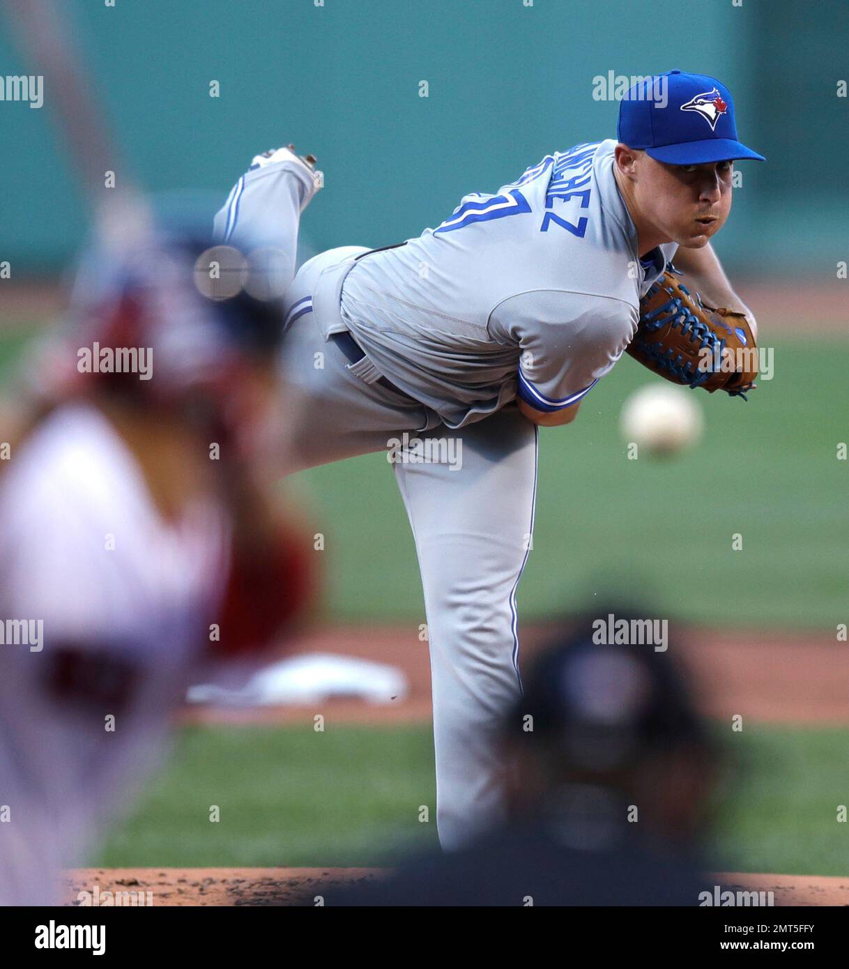 Toronto Blue Jays starting pitcher Aaron Sanchez delivers during the ...