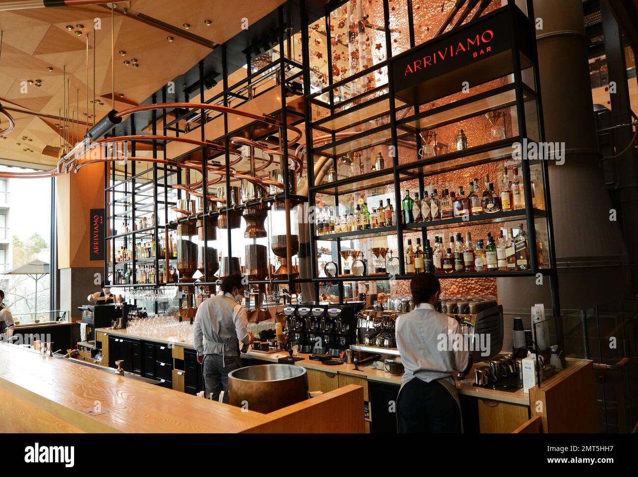 The beautiful interior of the Starbucks Reserve Roastery in Meguro City ...