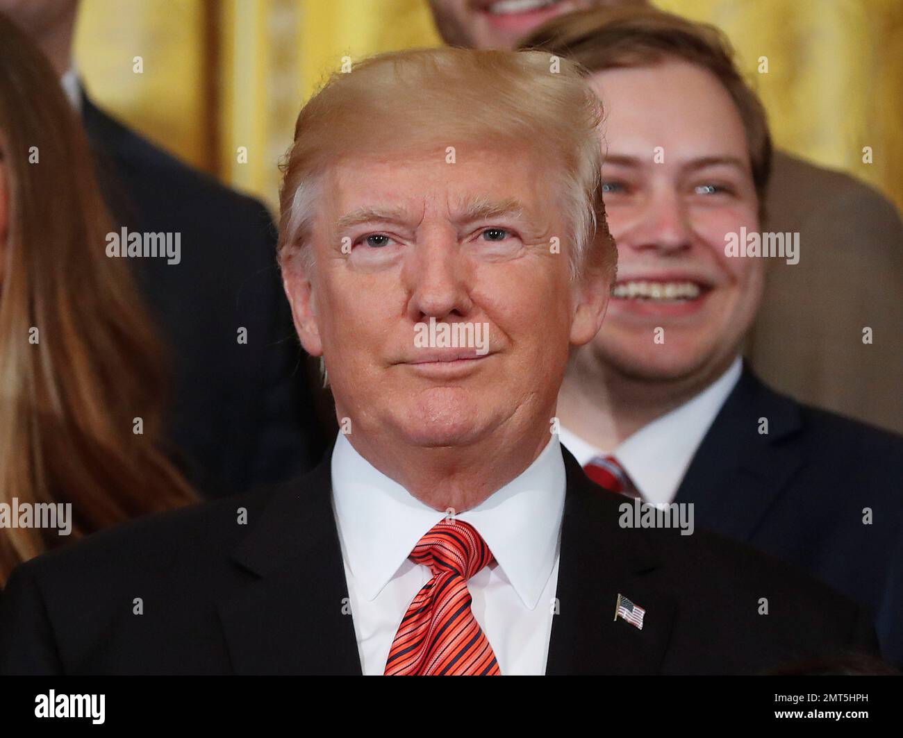 President Donald Trump poses for a photo with outgoing White House ...