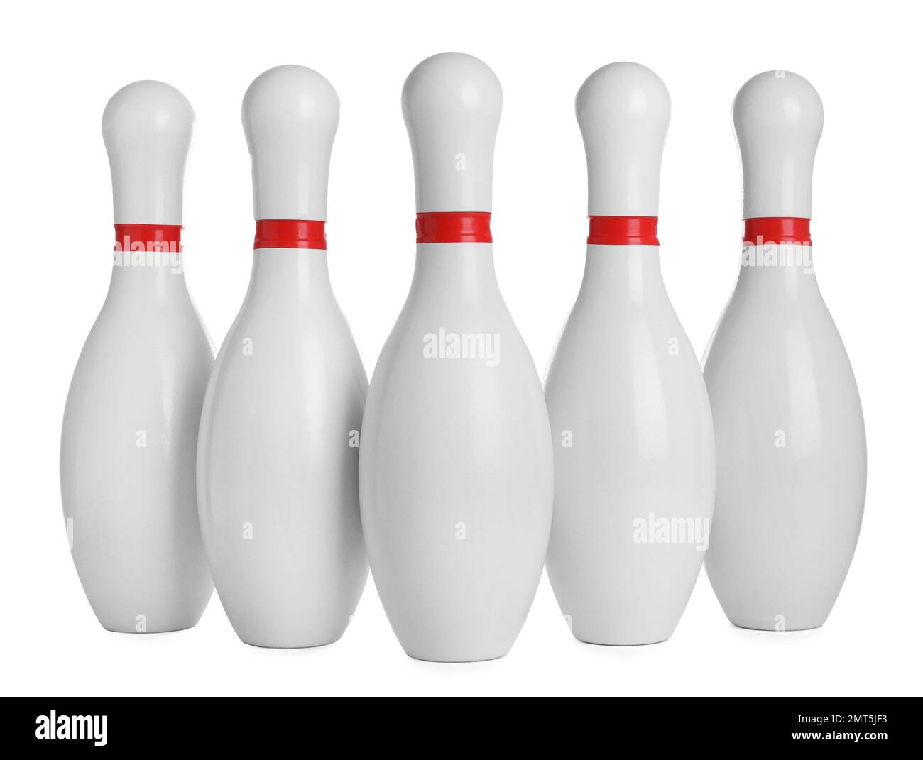 Bowling pins with red stripes isolated on white Stock Photo - Alamy