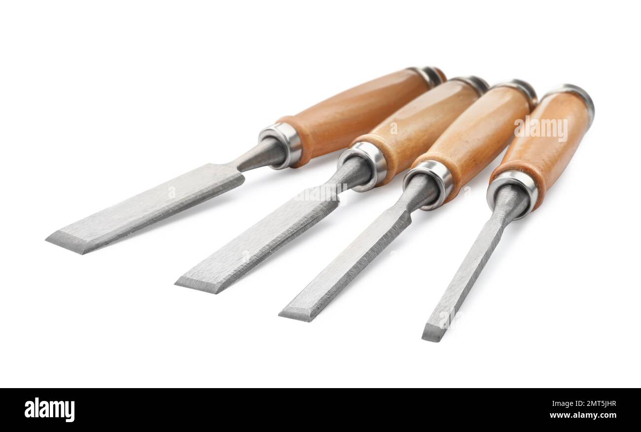 Modern chisels isolated on white. Carpenter's tools Stock Photo - Alamy