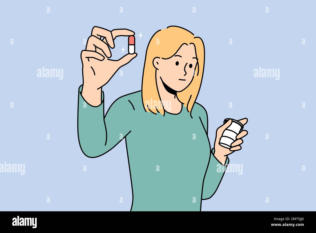 Woman taking tablet pill Stock Vector Images - Alamy