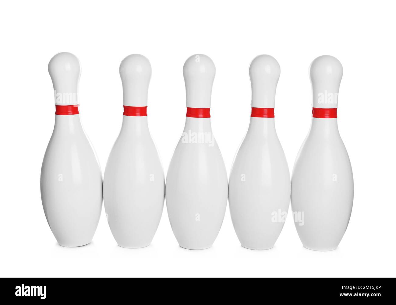 Bowling pins with red stripes isolated on white Stock Photo - Alamy