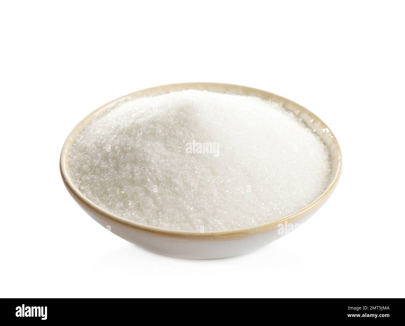 Granulated sugar in bowl isolated on white Stock Photo - Alamy