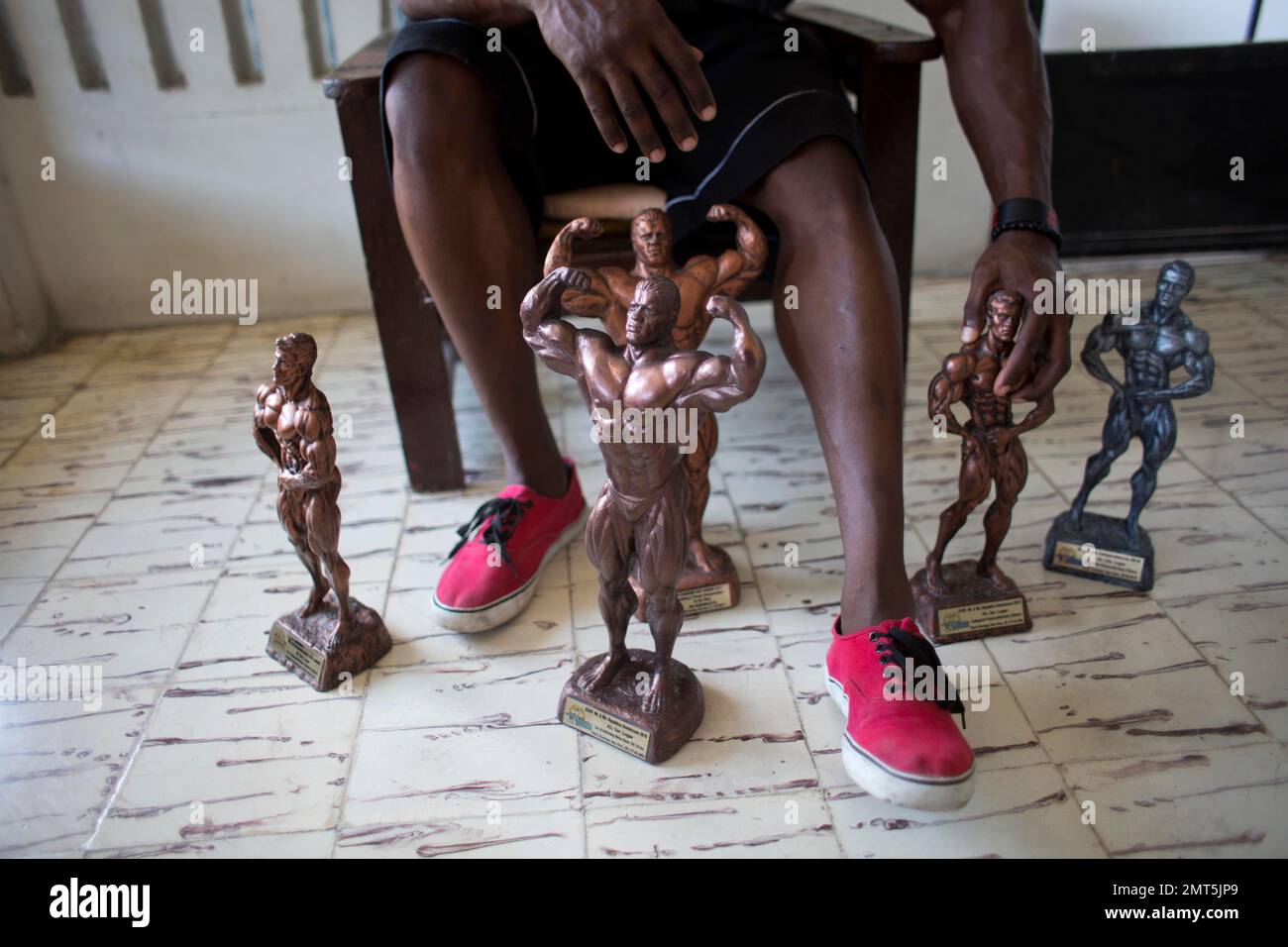 In this July 21, 2017 photo, Haitian bodybuilder Spely Laventure ...