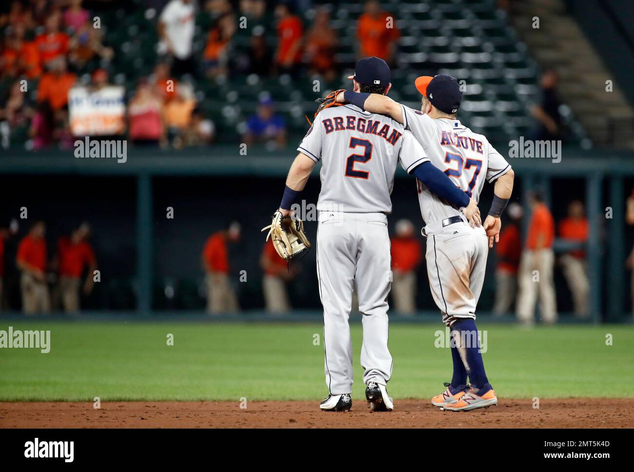 Houston Astros third baseman Alex Bregman, left, and second baseman ...