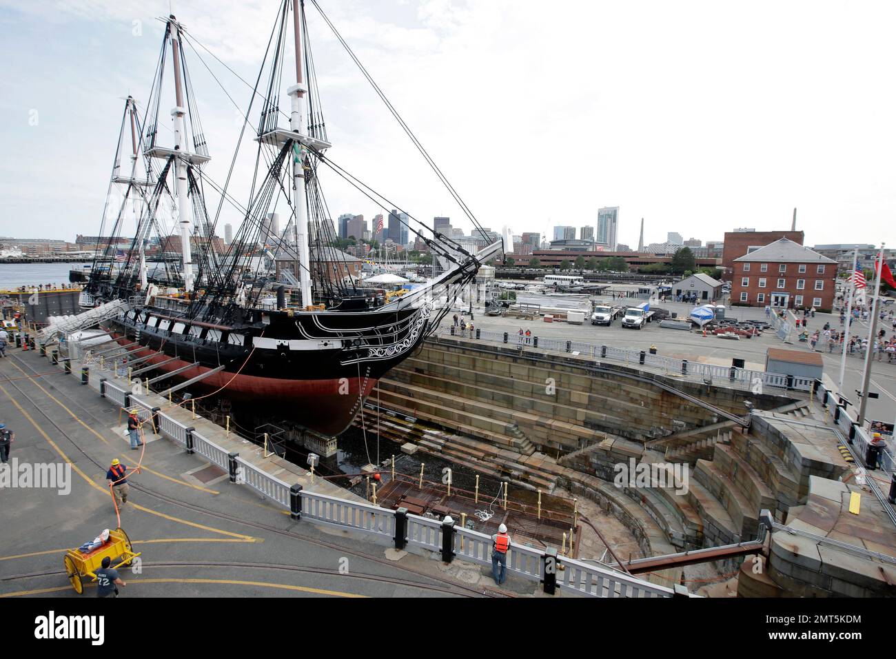 The USS Constitution, also known as Old Ironsides, rests in dry dock as ...