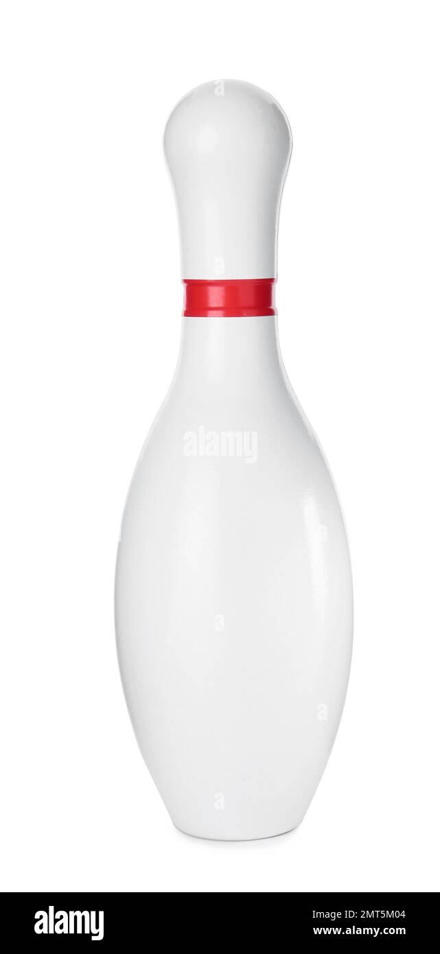 Bowling pin with red stripe isolated on white Stock Photo - Alamy