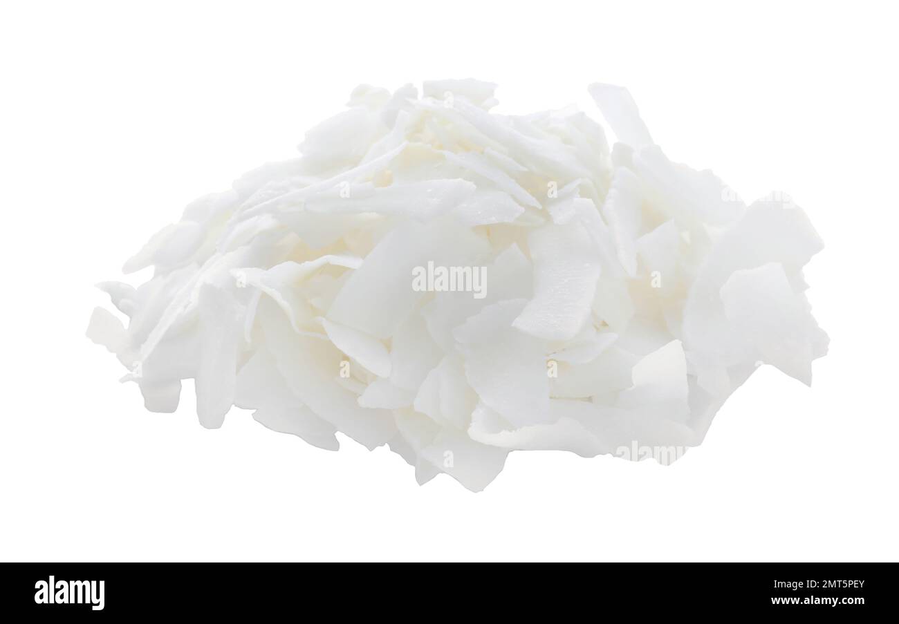 Heap of fresh coconut flakes isolated in white Stock Photo - Alamy