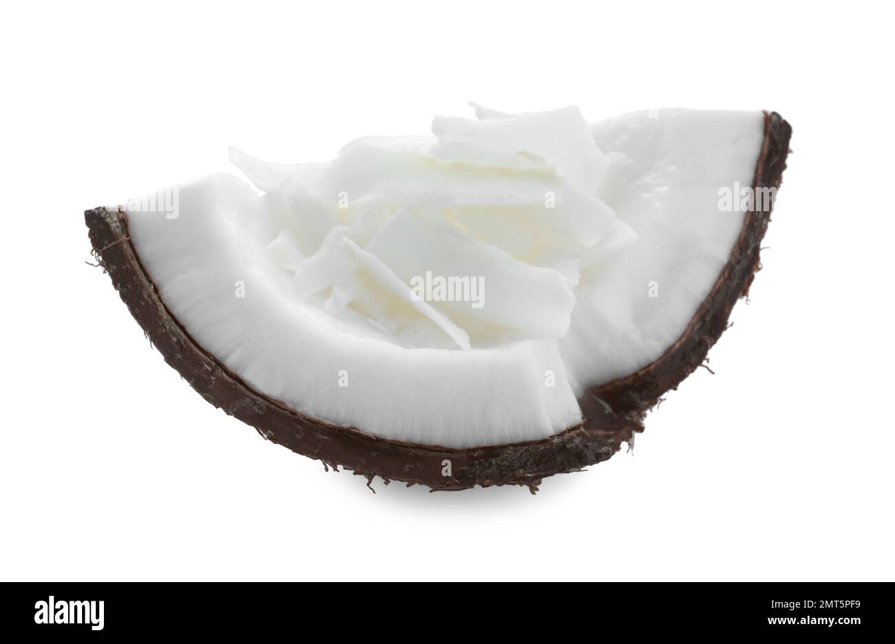 Tasty fresh coconut flakes isolated on white Stock Photo - Alamy