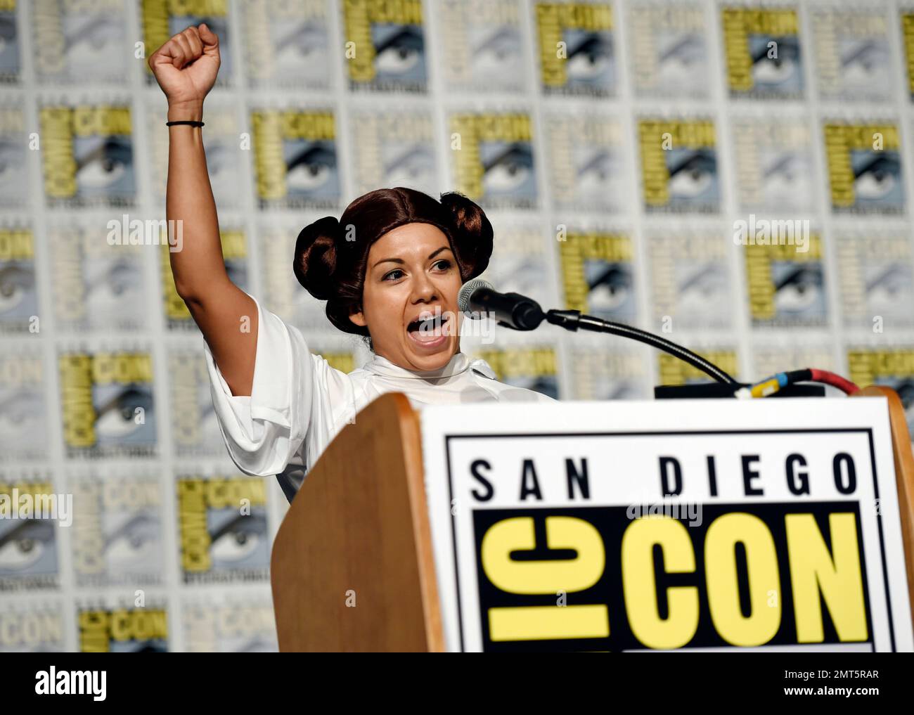 Guest speaker Diana Font of Orange, Calif. addresses the audience ...