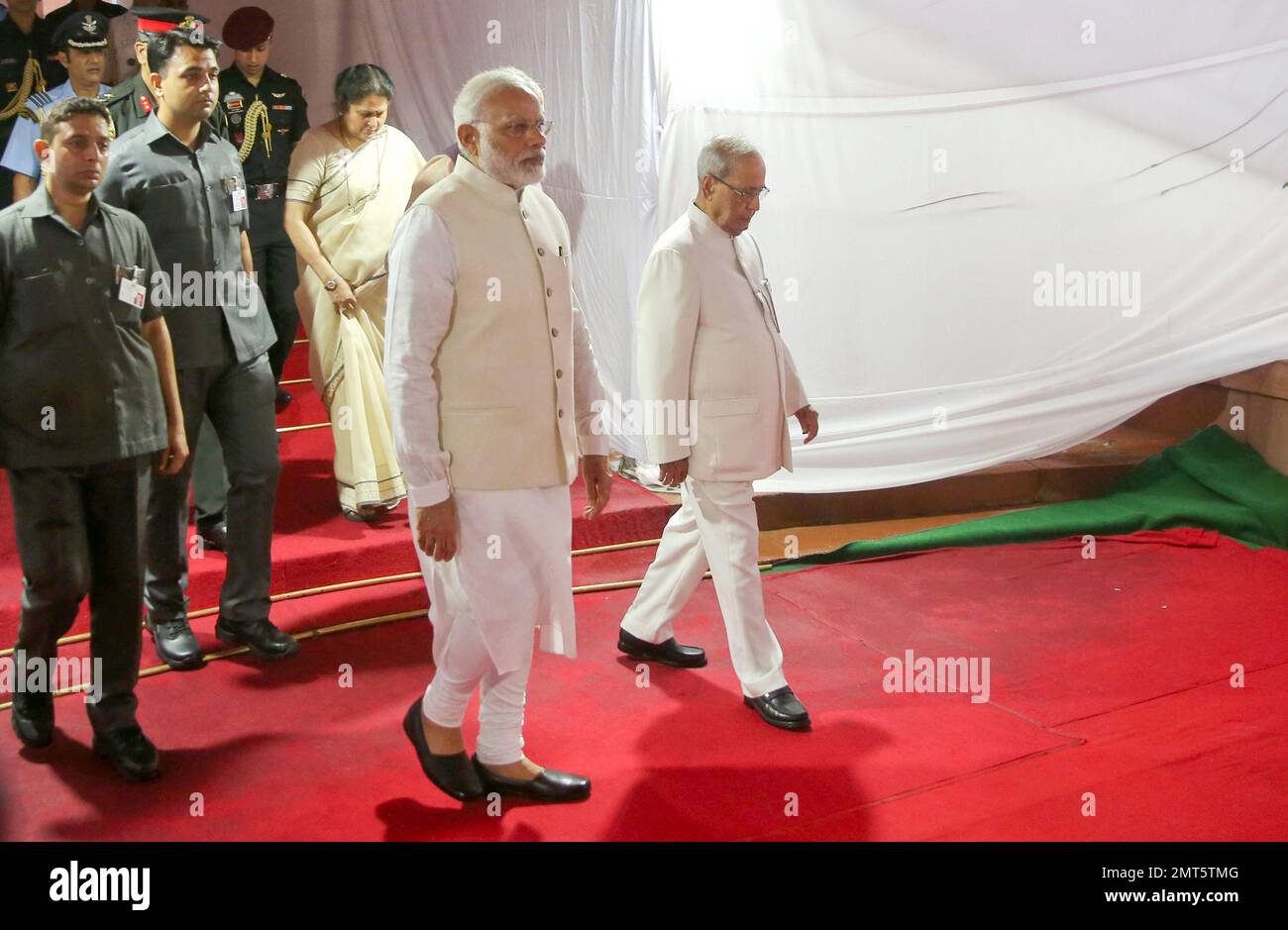 Indian President Pranab Mukherjee, right, is accompanied by Indian ...