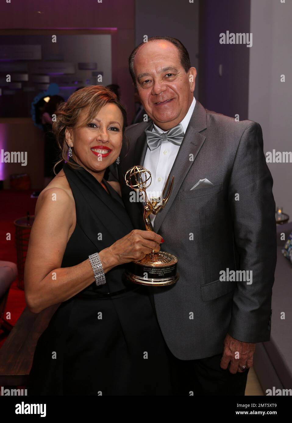 EXCLUSIVE - Norma Roque, left, from KMEX with the Emmy for outstanding ...