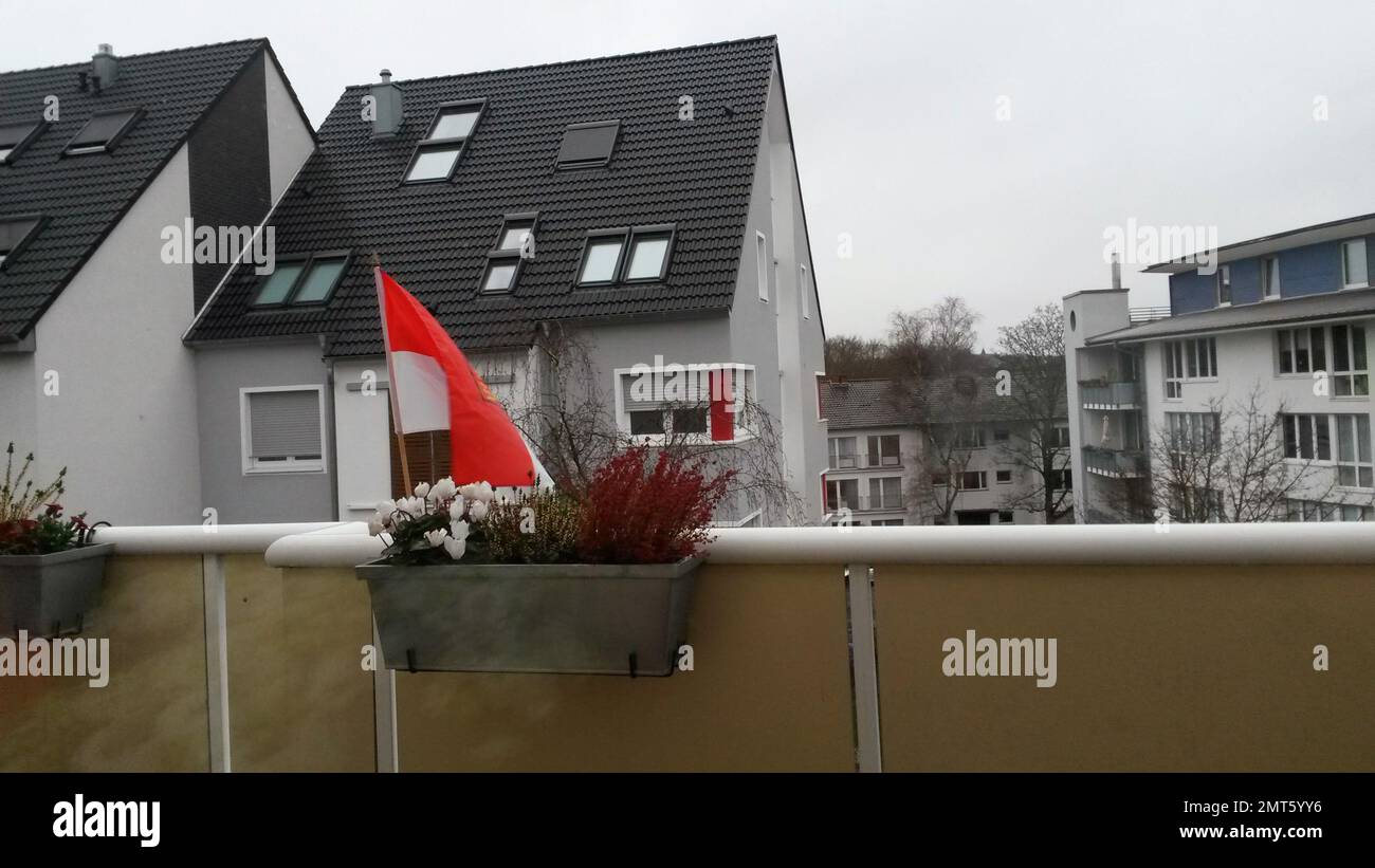 Flag with the cologne city coat of arms flies on hi-res stock ...