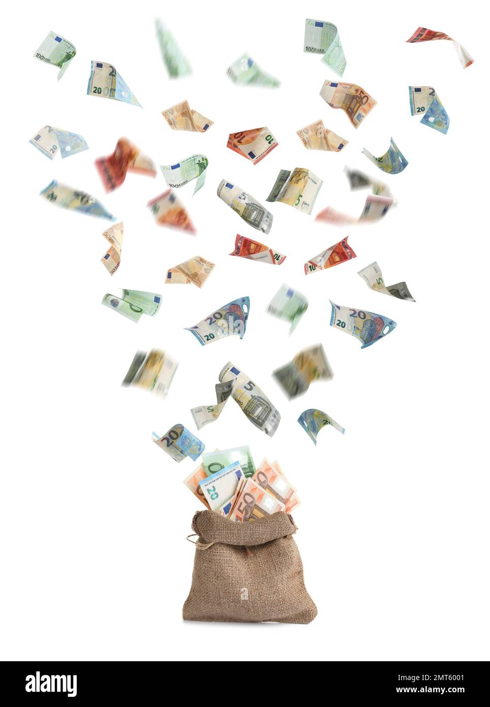 Sack full of money on white background Stock Photo - Alamy