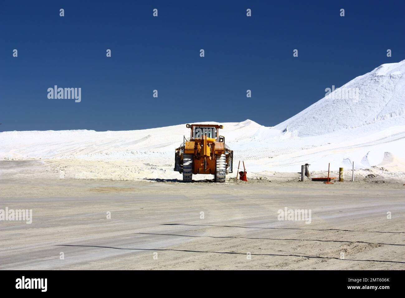 Sea salt mining in the salt flats of the lagoon at Ojo de Liebre, Baja ...