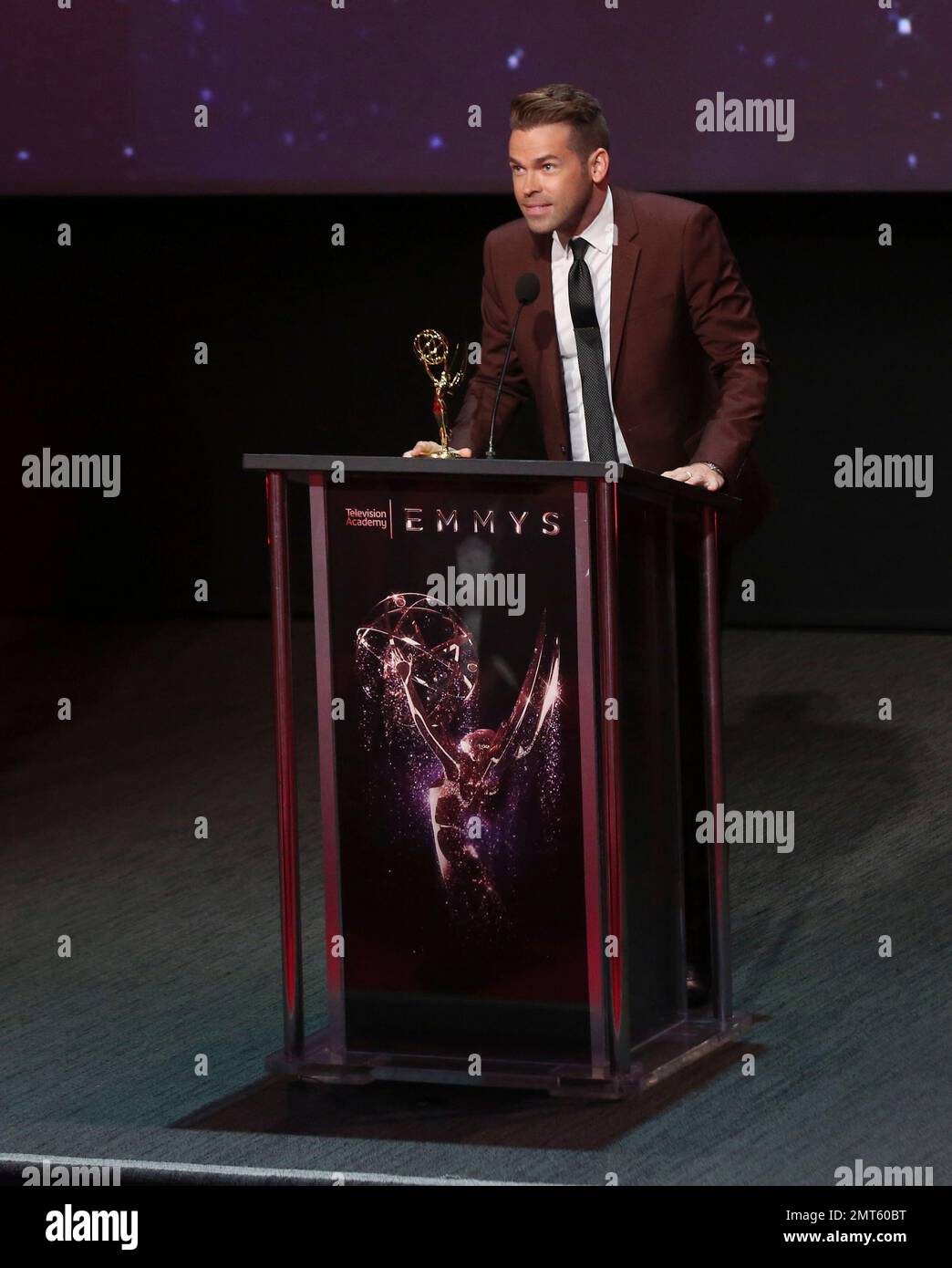 EXCLUSIVE - Derrick Shore from KCET accepts the Emmy for feature ...