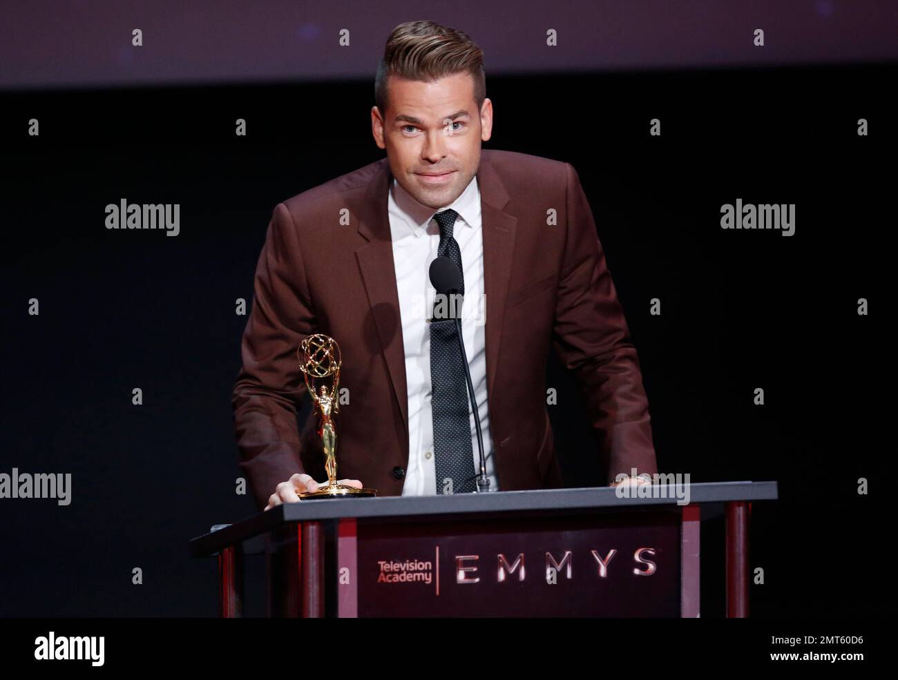 EXCLUSIVE - Derrick Shore from KCET accepts the Emmy for feature ...