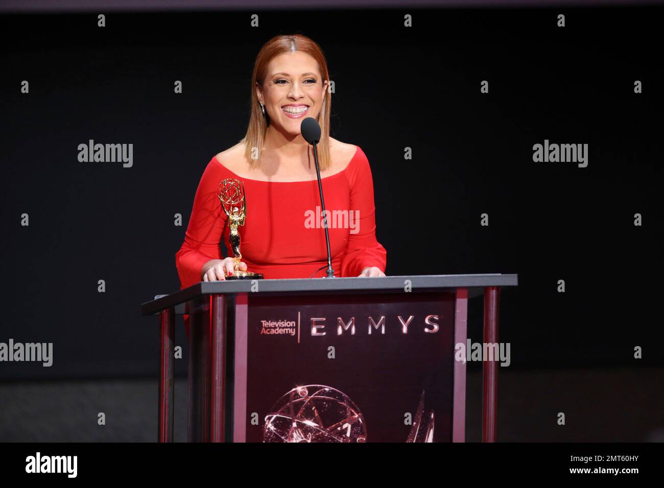 EXCLUSIVE - Ana Patricia Candiani from KVEA accepts the Emmy for light ...